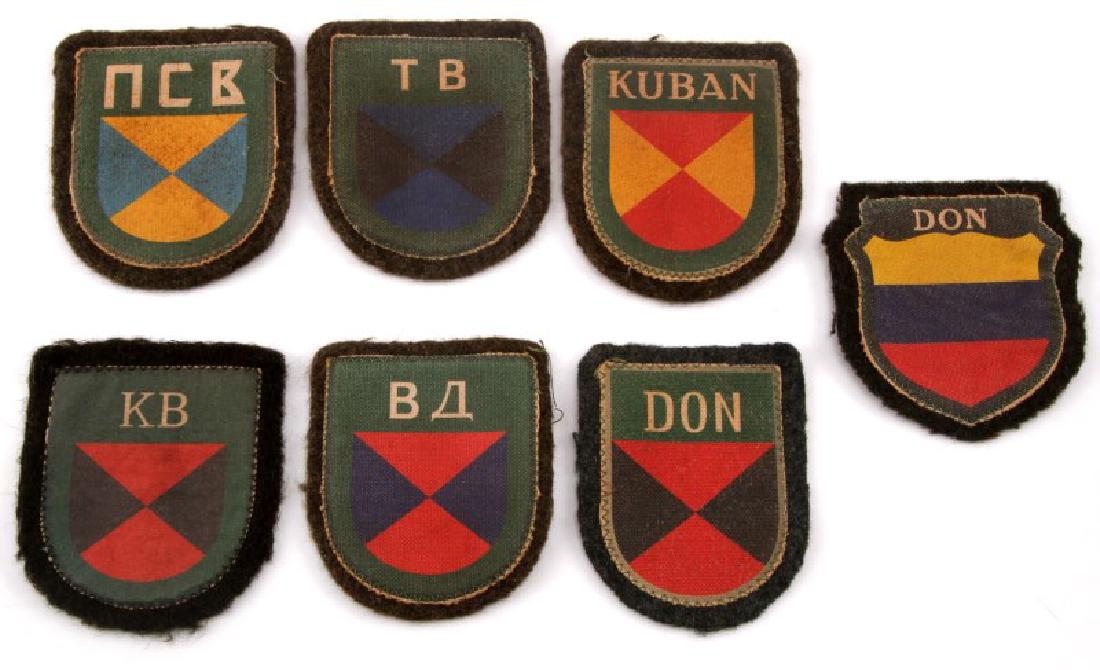 7 GERMAN WWII RUSSIAN COSSACK VOLUNTEER PATCH LOT