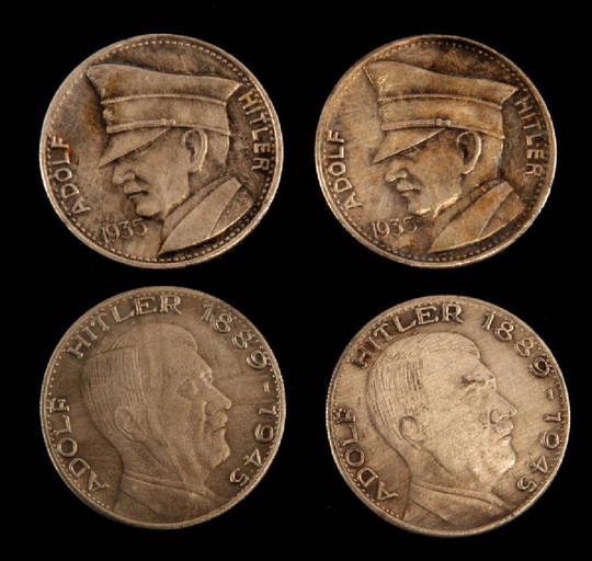 4 German Wwii Third Reich Adolf Hitler Coins