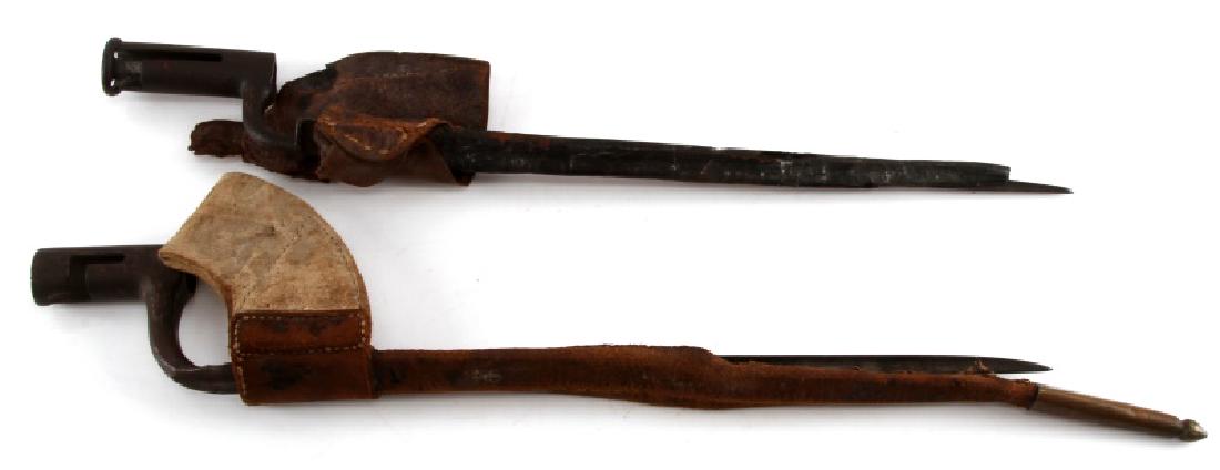 PAIR OF CIVIL WAR ERA SHEATHED TRIANGULAR BAYONET