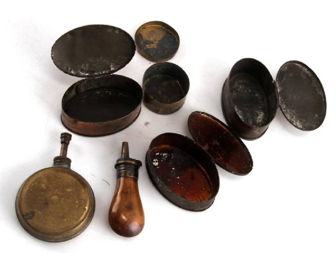 Antique Sykes Powder Flask Oil & Gun Nipple Can Lo