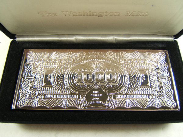 WASHINGTON MINT 1LB SILVER BULLION BAR .999 16 OZ : Lot 73