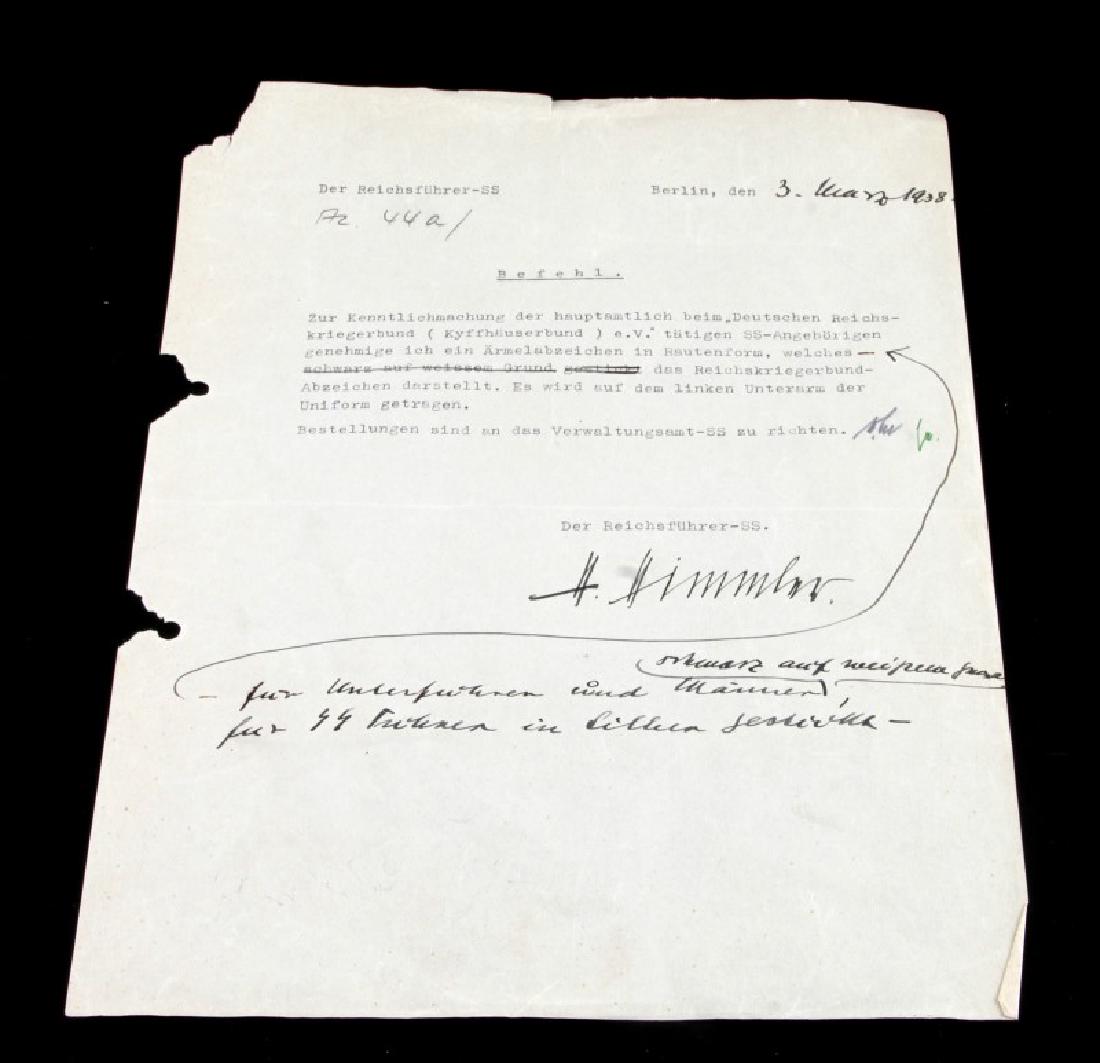 WWII GERMAN HEINRICH HIMMLER SIGNED DOCUMENT