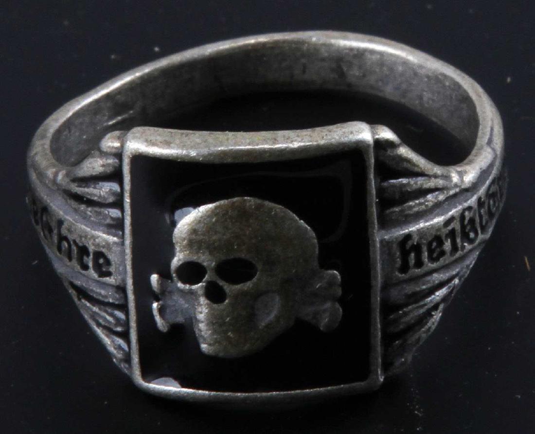 GERMAN WWII WAFFEN SS PANZER DIVISION RING SILVER