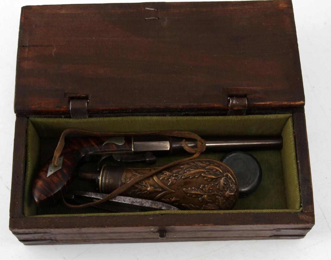 ANTIQUE UNDER HAMMER BLACK POWDER PISTOL IN BOX