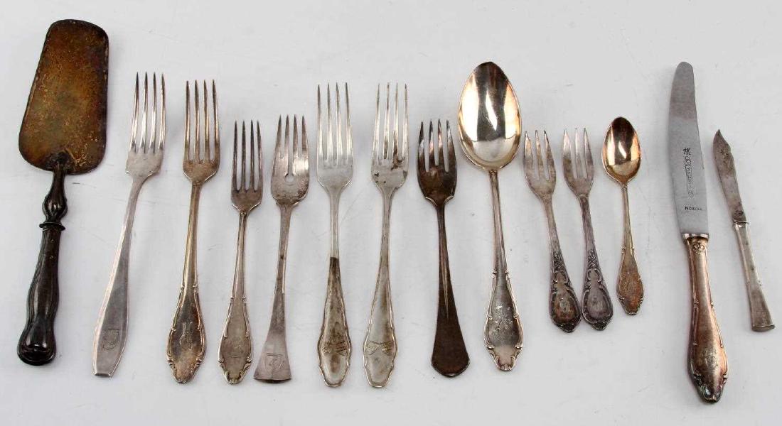 WWII GERMAN THIRD REICH SILVER FLATWARE LOT OF 14