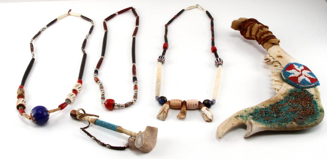 NATIVE AMERICAN LOT W BUFFALO JAWBONE WAR CLUB