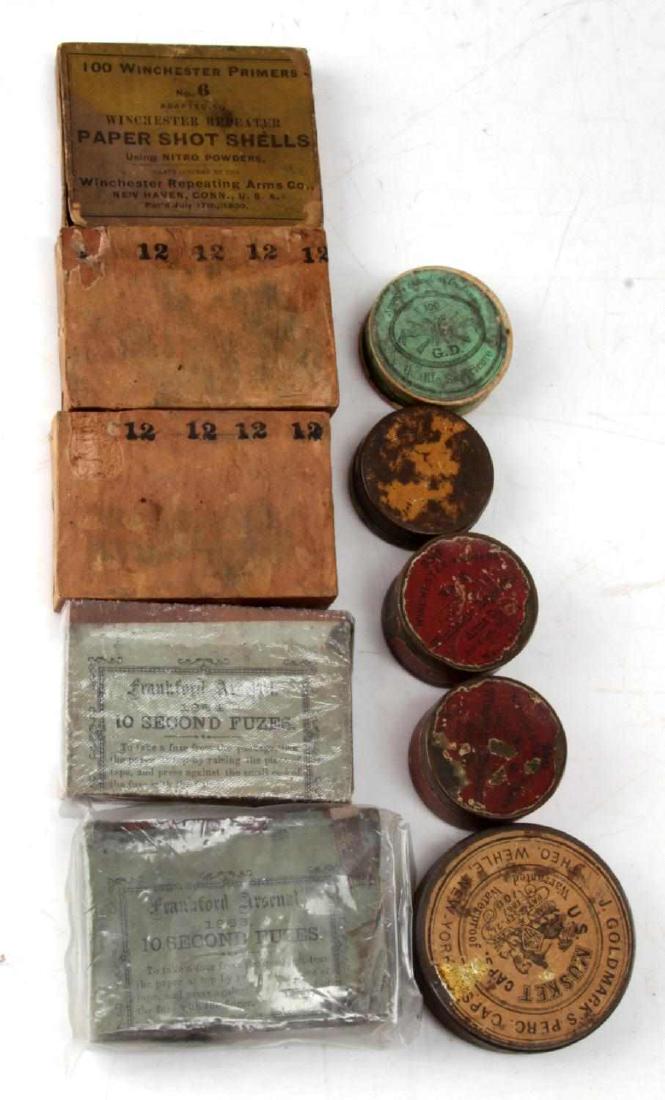 LOT CIVIL WAR ERA PRIMERS, MUSKET CAPS AND FUSES