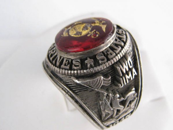 Rare 1945 Wwii Marines Sterling Ring Iwo Jima