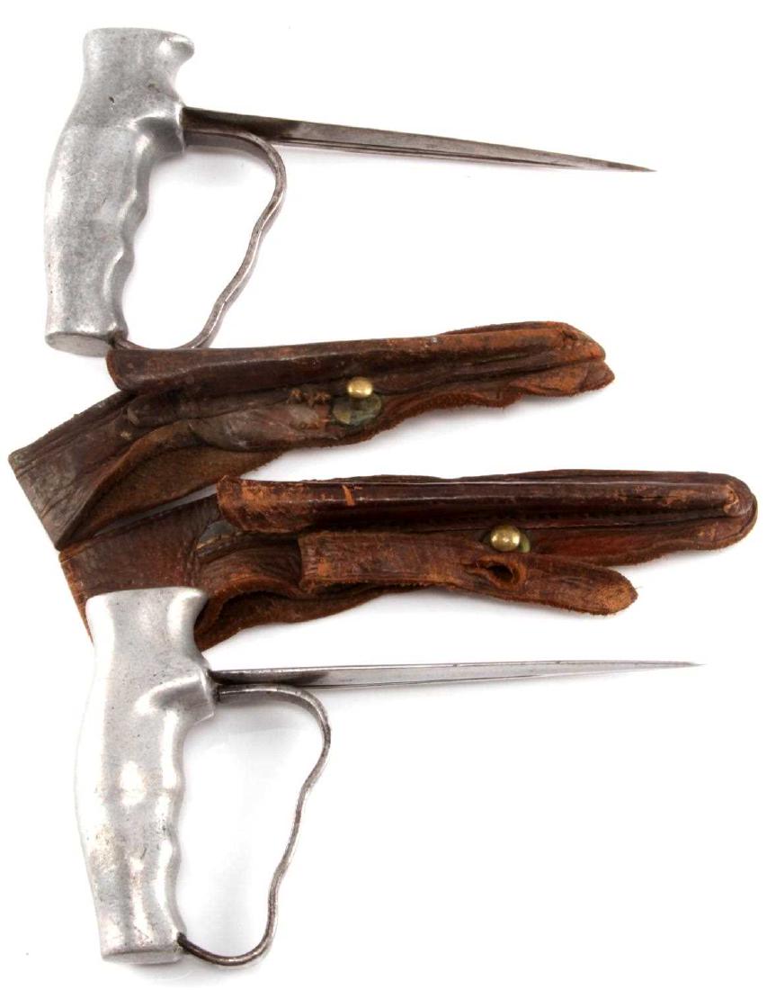 WWI ERA BRITISH PUSH DAGGER PAIR WITH HALF SHEATH