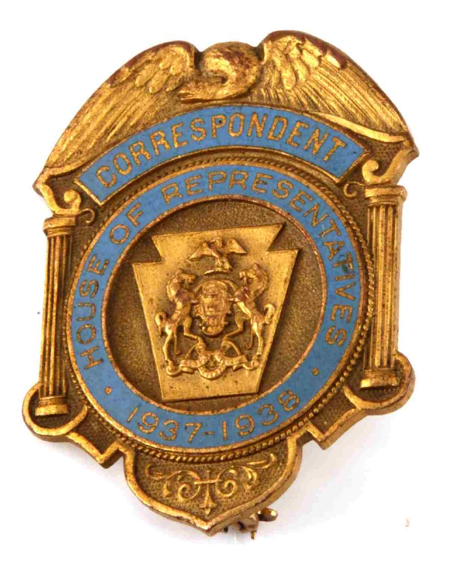 1937 PA. HOUSE OF REPRESENTATIVES OBSOLETE BADGE