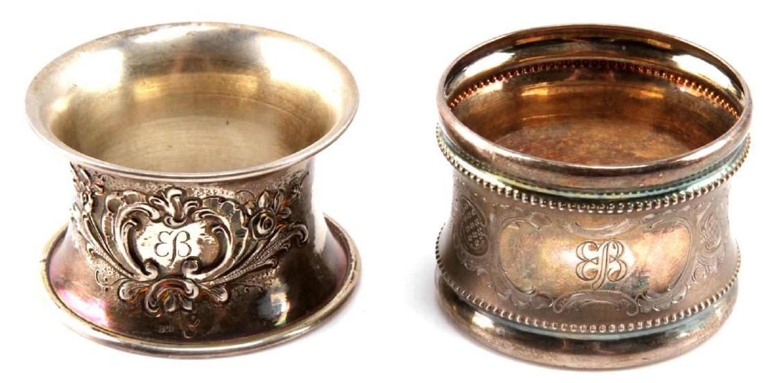 (2) WWII EVA BRAUN MONOGRAM SILVER NAPKIN RING