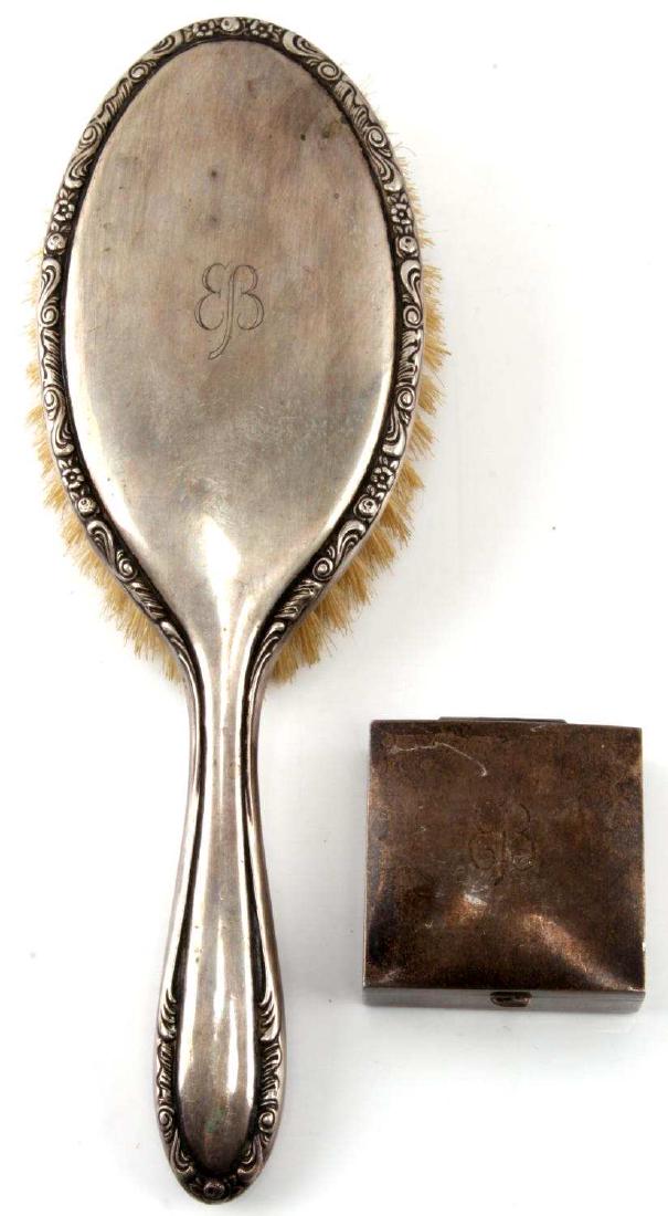 WWII EVA BRAUN MONOGRAM SILVER BRUSH & JEWELRY BOX