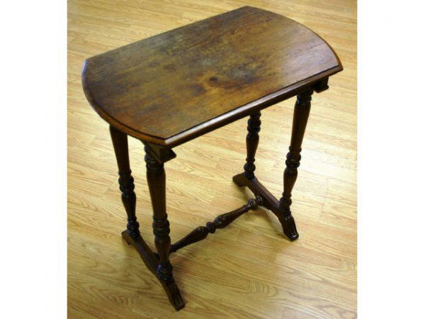 Antique Pine Spindle Leg End Occasional Table
