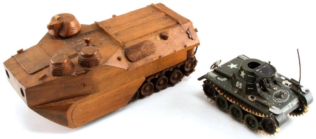 GAMA CLOCKWORK WINDUP TANK & HAND MADE WOODEN APC