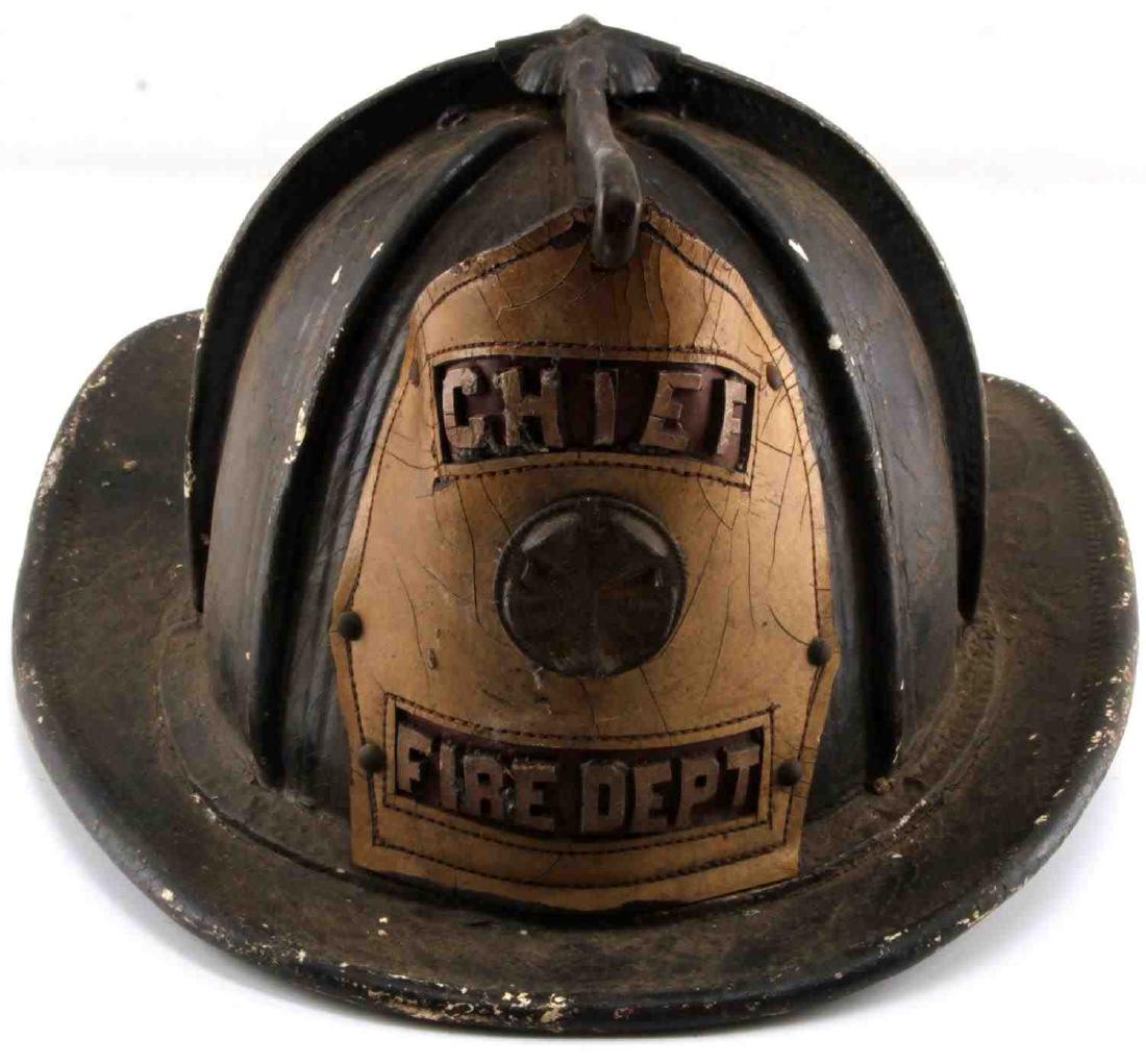 ANTIQUE LEATHER US FIRE DEPARTMENT CHIEF HELMET
