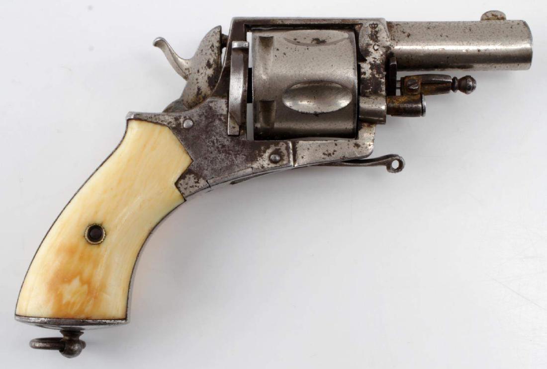 ANTIQUE BELGIAN FOLDING TRIGGER REVOLVER .32 CF