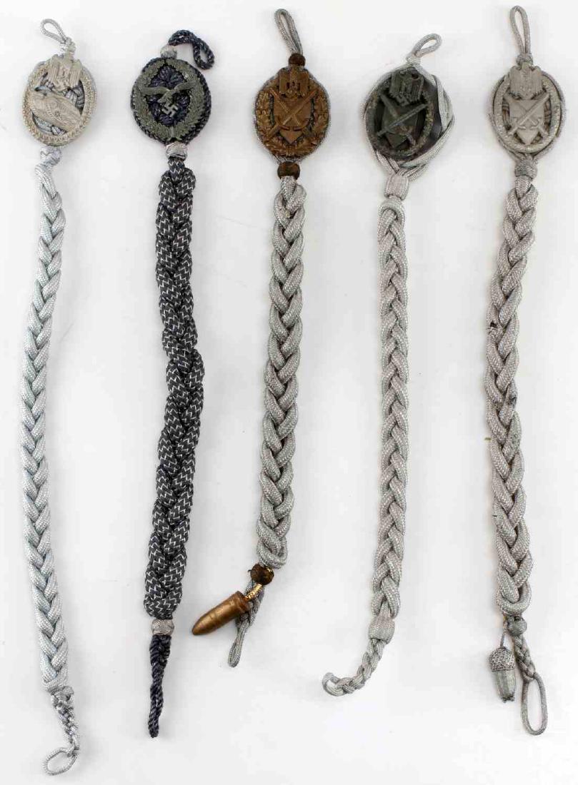WWII GERMAN MARKSMANSHIP SHOOTING LANYARD LOT OF 5