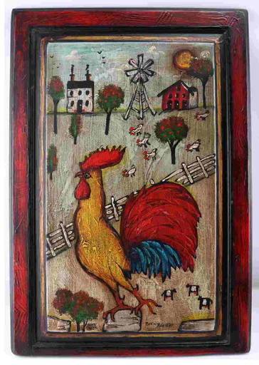 Acrylic On Board Bonnie Grilli Primitive Folk Art