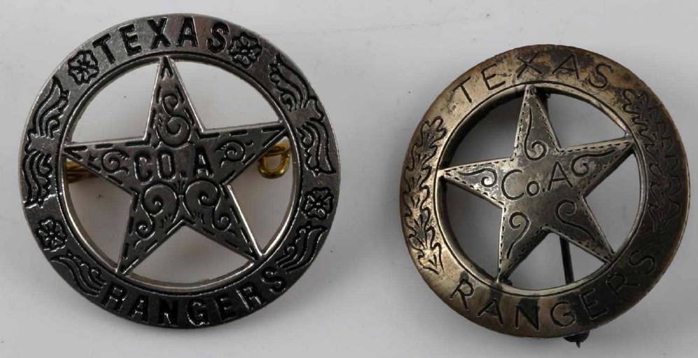 Antique Silver & Modern Texas Rangers Police Badge