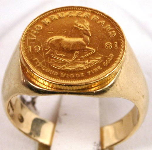 1/10 Ounce Krugerand Coin Ring