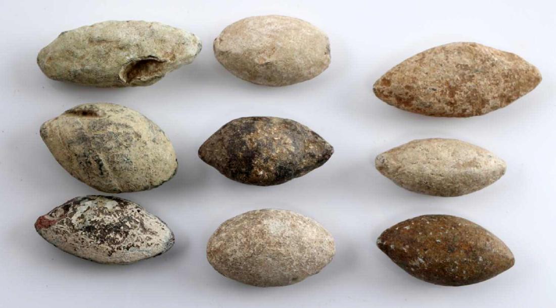 ANCIENT GREEK AND ROMAN SLING BULLET LOT OF 9