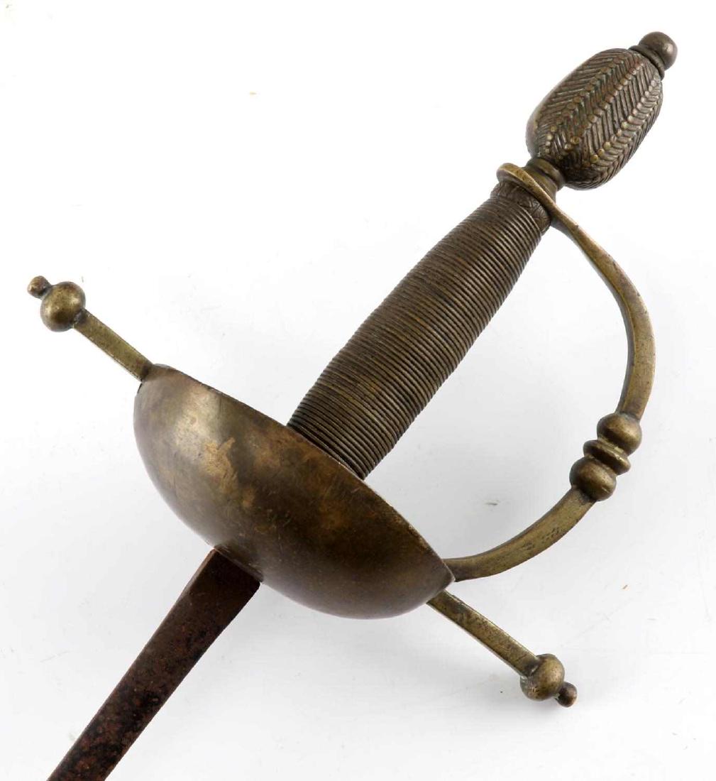 ANTIQUE BRASS CUP HILT RAPIER SMALL SWORD