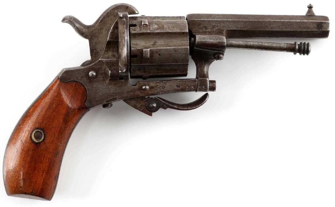 Antique Belgian 6 Shot Fold Trigger Revolver 7mm