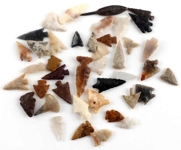 Lot Of 41 Plains Indian Bird Point Arrowheads