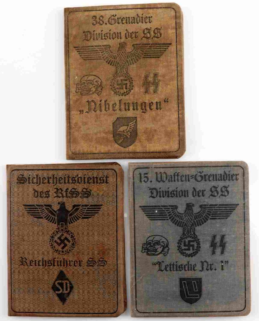 WWII GERMAN WAFFEN SS AUSWEIS ID CARD LOT OF 3