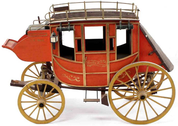 Vintage Wells Fargo Wooden Stagecoach Model
