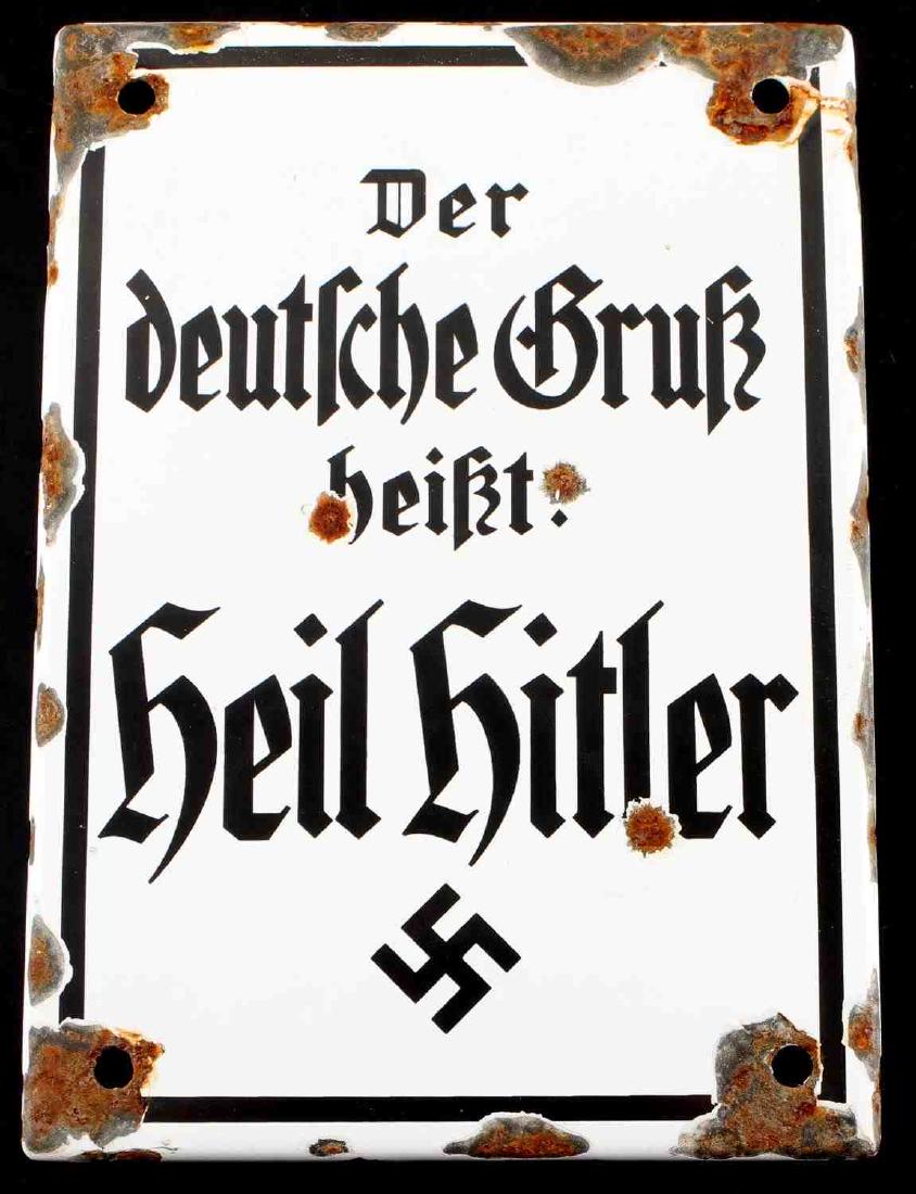 German Wwii Metal Heil Hitler Street Sign