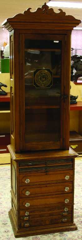 J&p Coats Antique Oak Thread Spool Cabinet