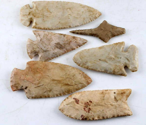 Native American Archaic Era Arrowhead Lot Of 6