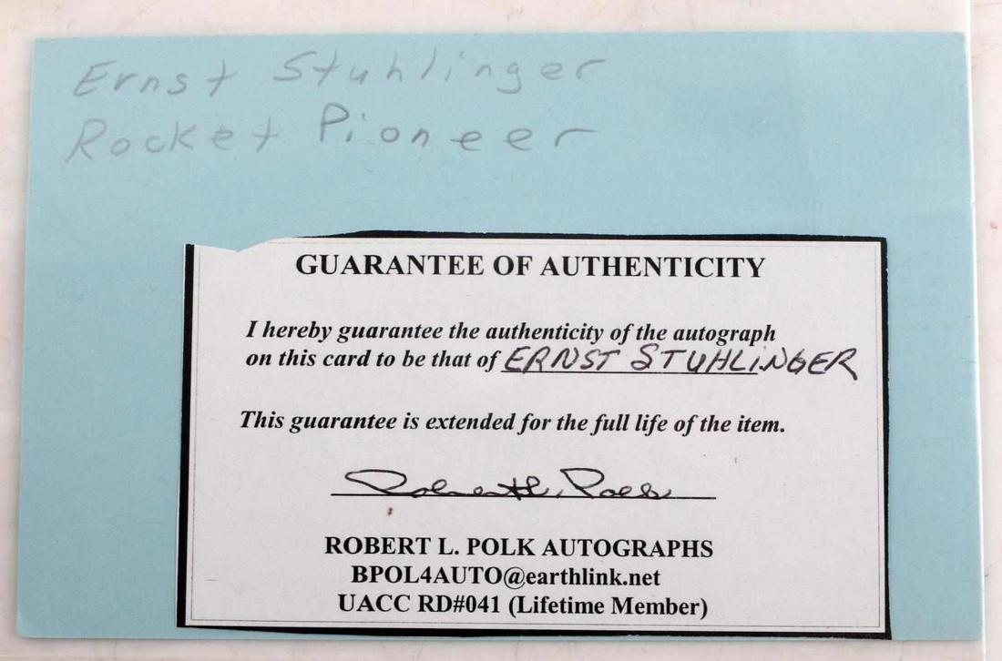 ERNST STUHLINGER GERMAN ROCKET SCIENTIST COA - Jan 02, 2020 ...