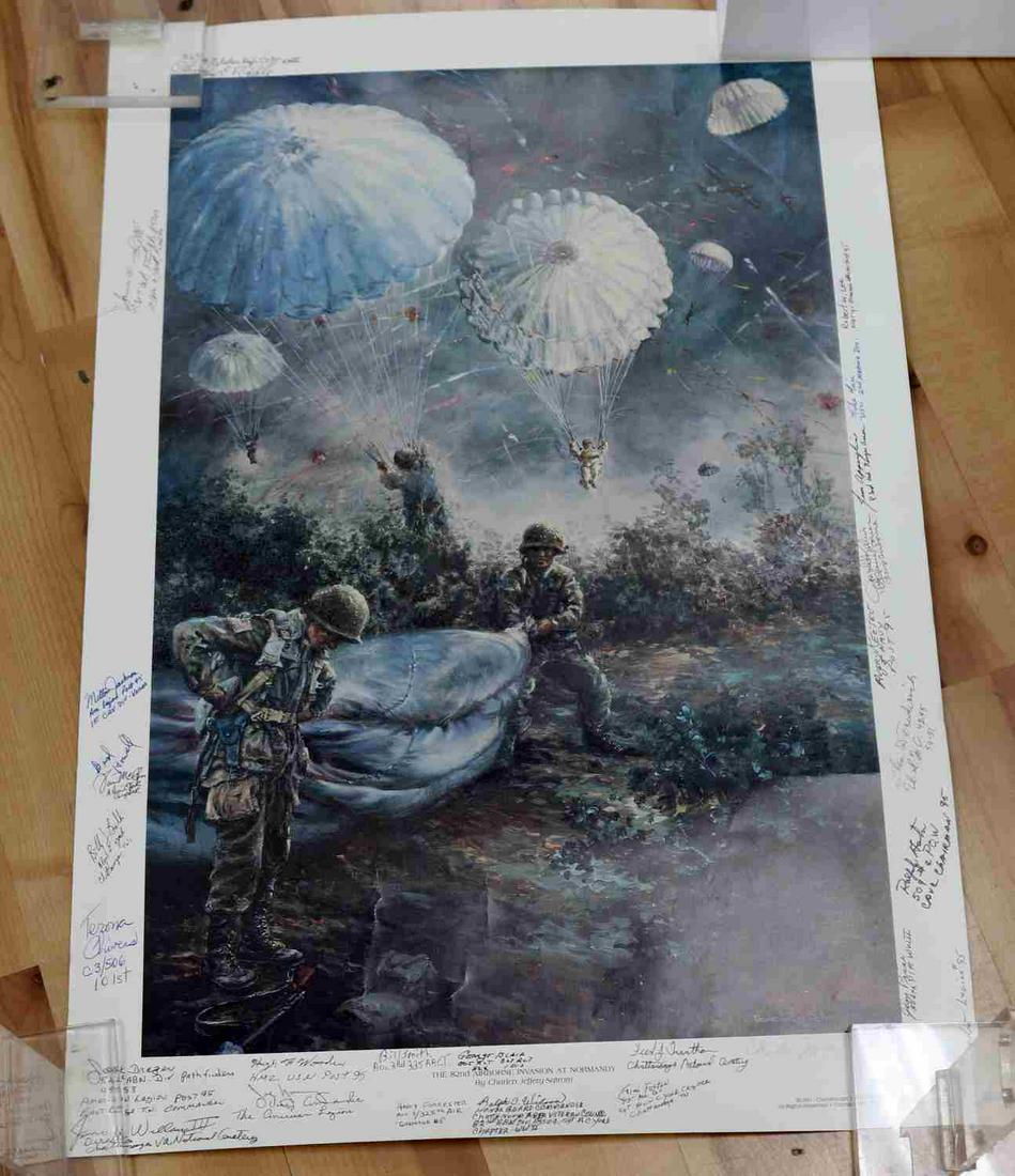 Us Wwii Signed 82nd Airborne Normandy Poster
