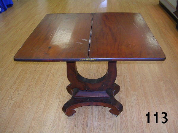 Antique Empire Library Pedestal Table W Fold Tur
