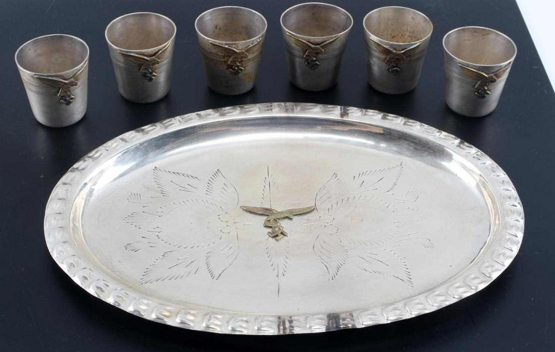 WWII GERMAN LUFTWAFFE SCHNAPPS CUPS & TRAY | Barnebys