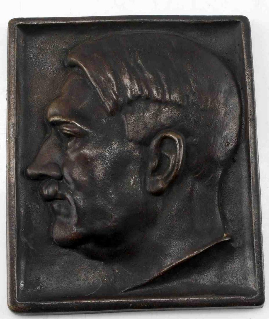 Wwii German Adolf Hitler Bronze Plaque Hanging