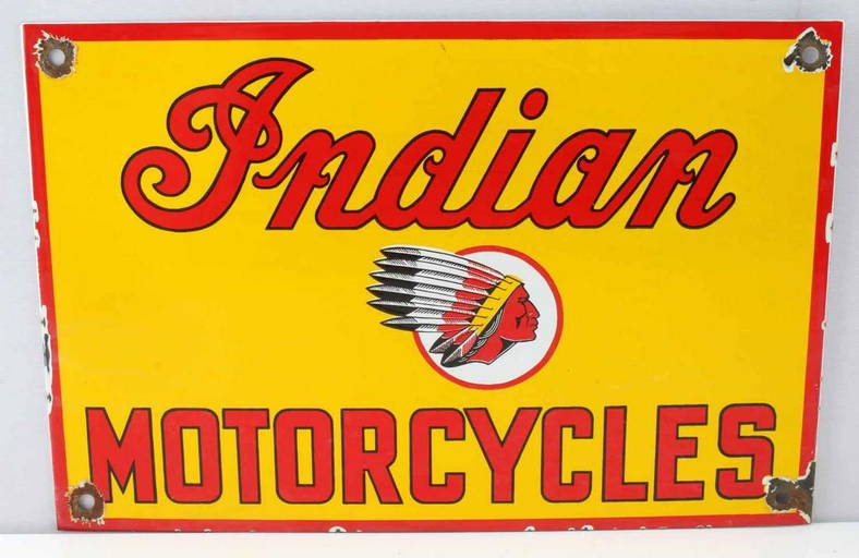 Vintage Indian Motorcycles Chief Porcelain Sign