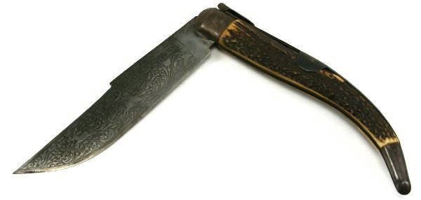 Wwi Era Spanish Navaja Knife With Gibraltar Scene
