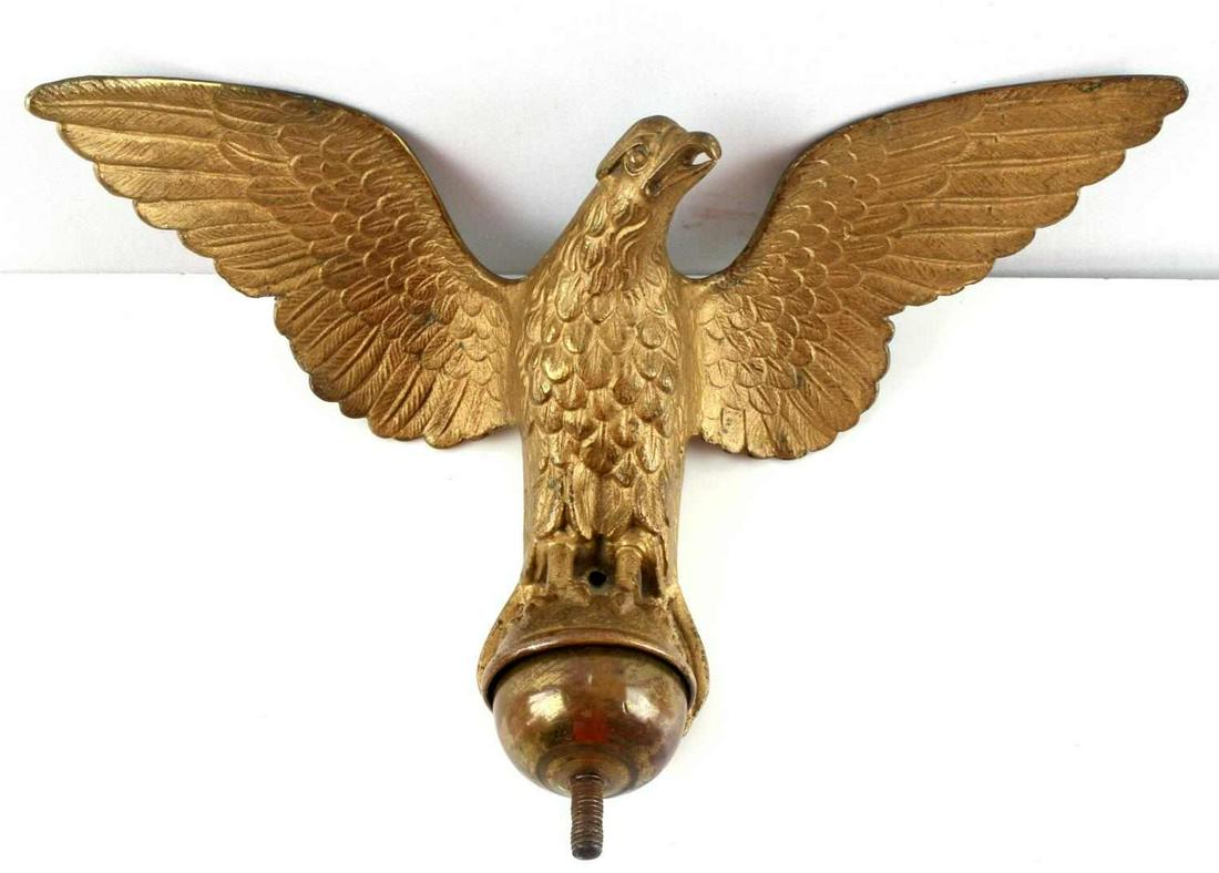 Antique Civil War Gilded Bronze Eagle Flag Finial