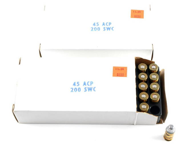 100 Rounds Of 45 Acp 200 Swc Ammunition