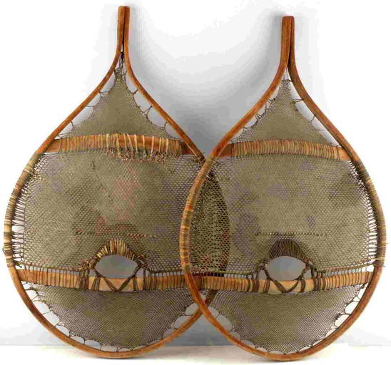 Antique Inuit Eskimo Native Bear Paw Snowshoes