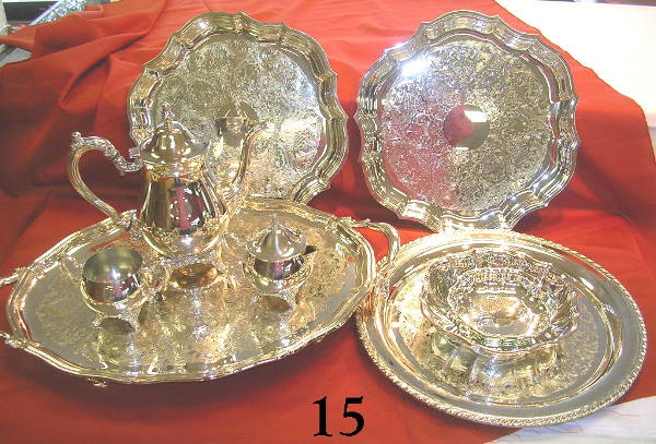 Oneida Silverplate Trays Candy Dishes Tea Pot