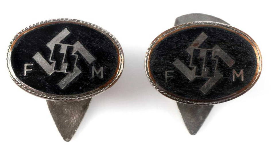 2 Wwii German Waffen Ss Fm Swastika Cuff Links