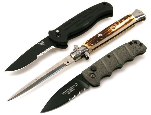 LOT 3 SWITCHBLADE POCKET KNIVES BENCHMADE STILETTO