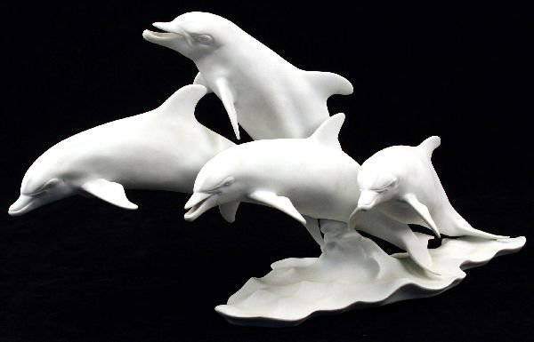 Kaiser Porcelain White Bisque Dolphins