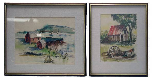 Pair Of Arlene Shoemaker Watercolors