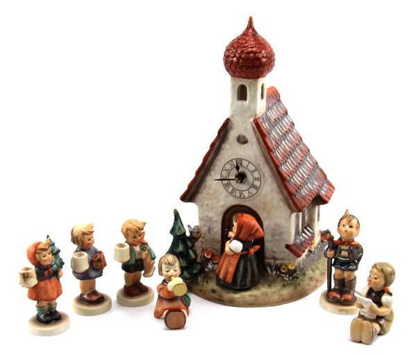 Goebel Hummel Chapel Time Clock & Figurine Lot