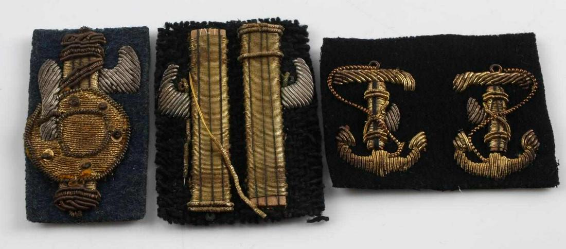 Lot Of 3 Wwii Italian Gold Bullion Fasces Patches